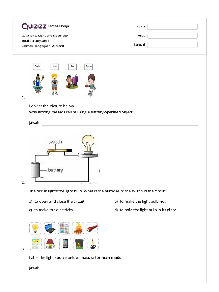 G2 Science Light and Electricity | PDF | Electricity | Lighting