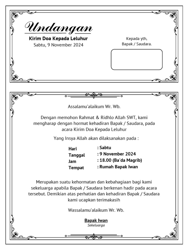 Undangan Kirim Doa | PDF