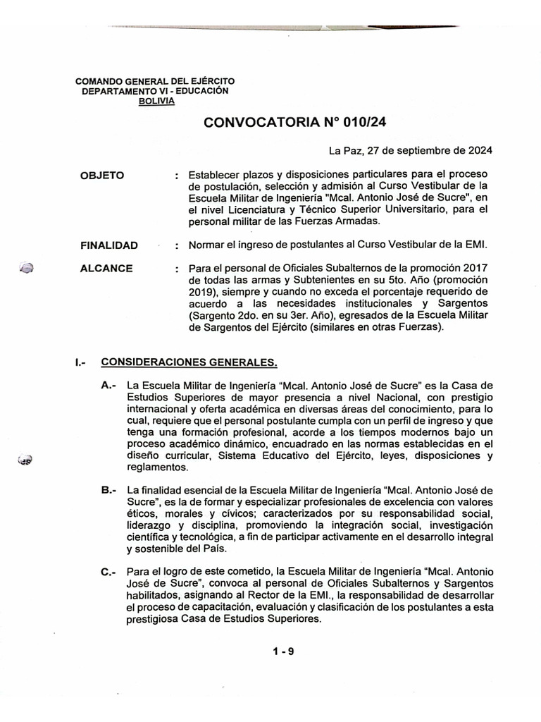 CONVOCATORIA NRO. 10 - EMI 2025 | PDF