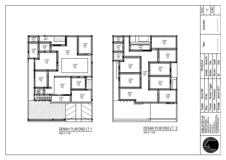12.denah Plafond LT 1 Dan 2 | PDF