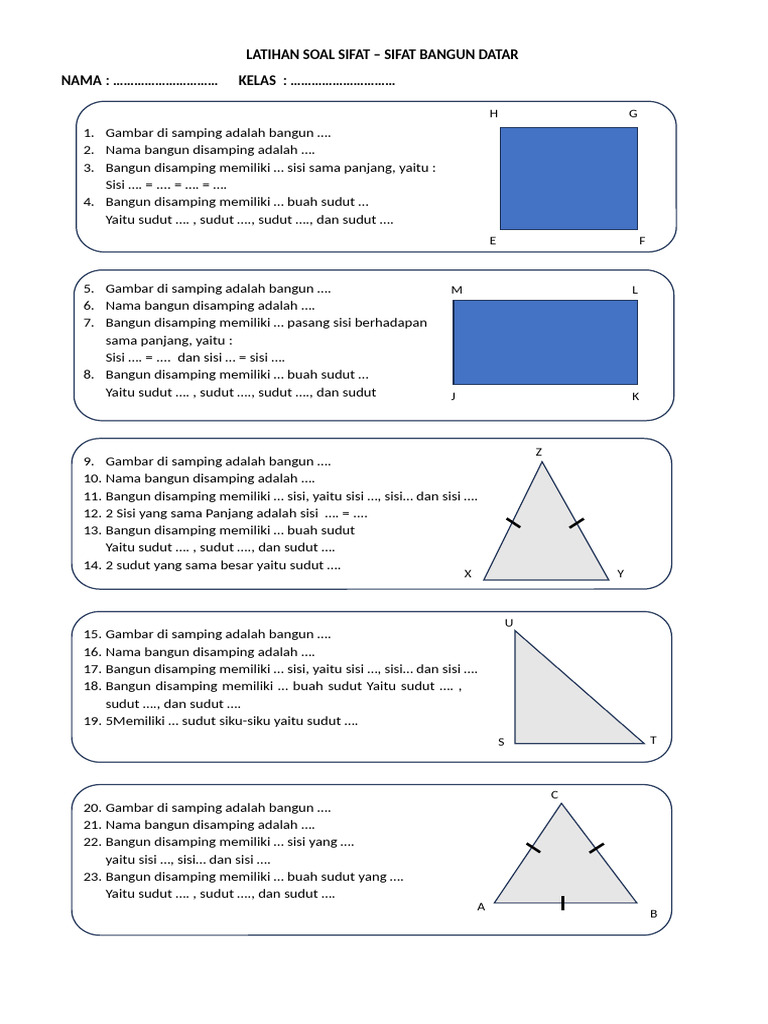 LATIHAN SOAL SIFAT Bangun Datar | PDF