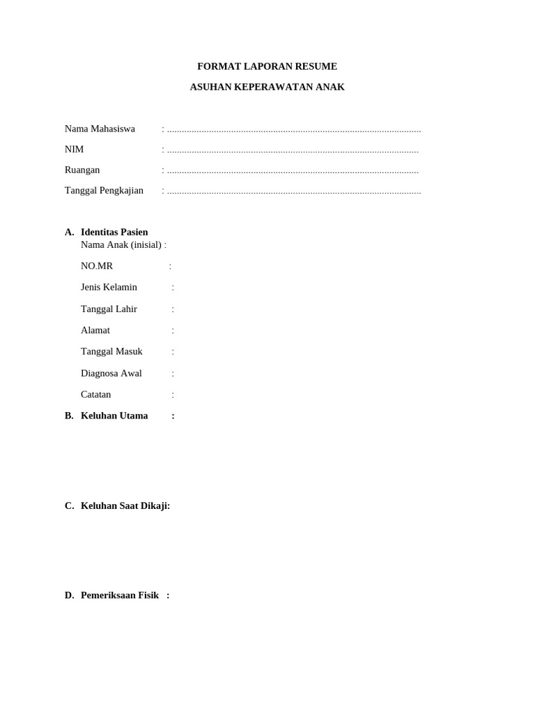 Format Laporan Resume | PDF | Karier & Perkembangan | Kesehatan Holistik