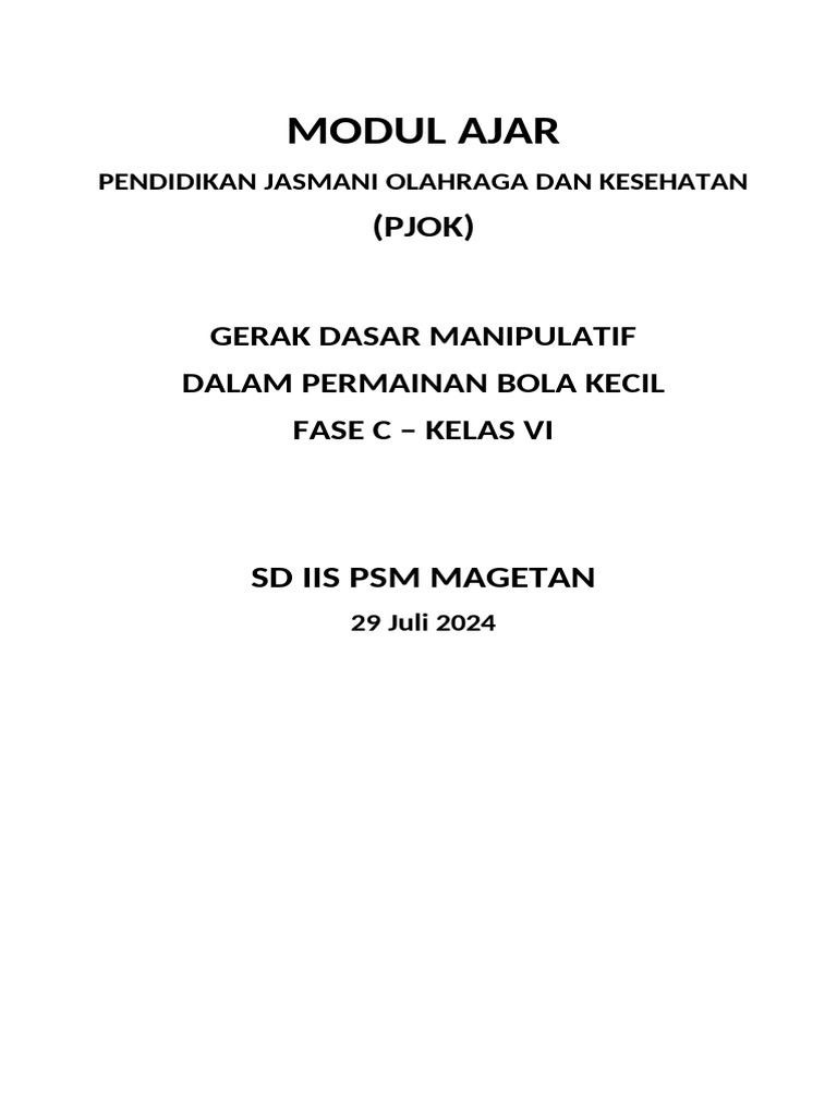 MODUL AJAR - Gerak Manipulatif | PDF