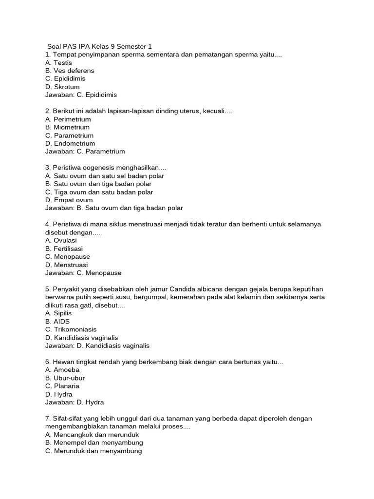 Soal PAS IPA Kelas 9 Semester 1 | PDF