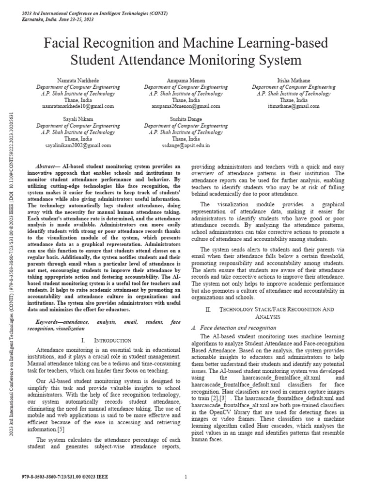 Facial Recognition and Machine Learning-Based Student Attendance ...