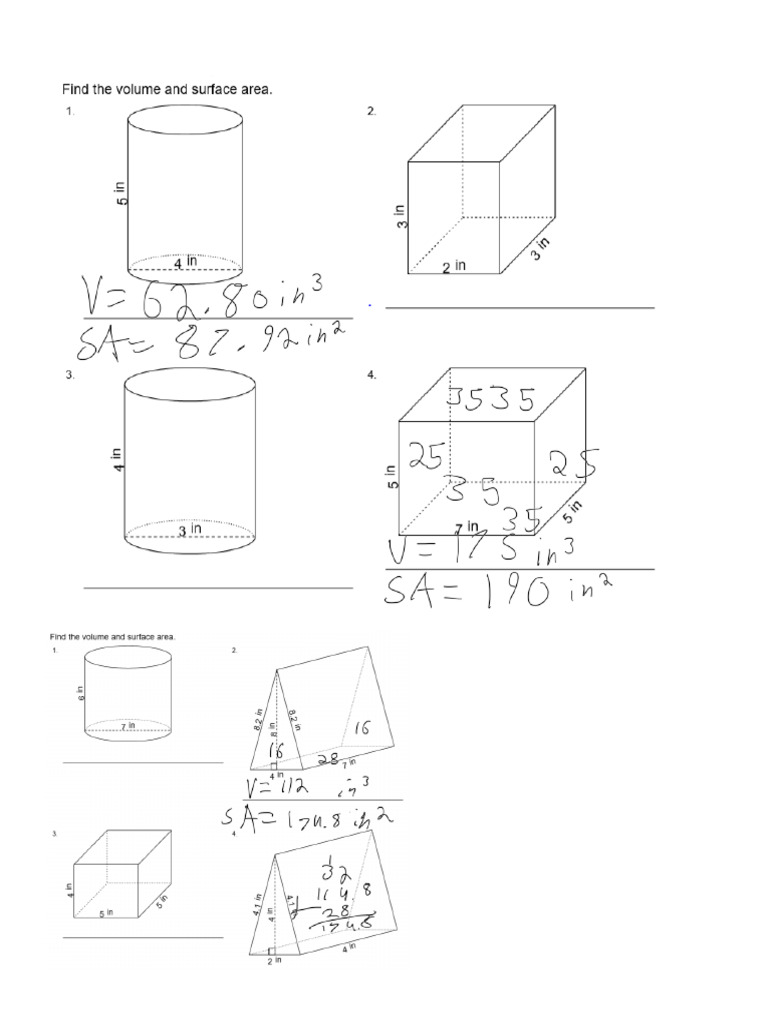 3D Shapes SA and Volume | PDF