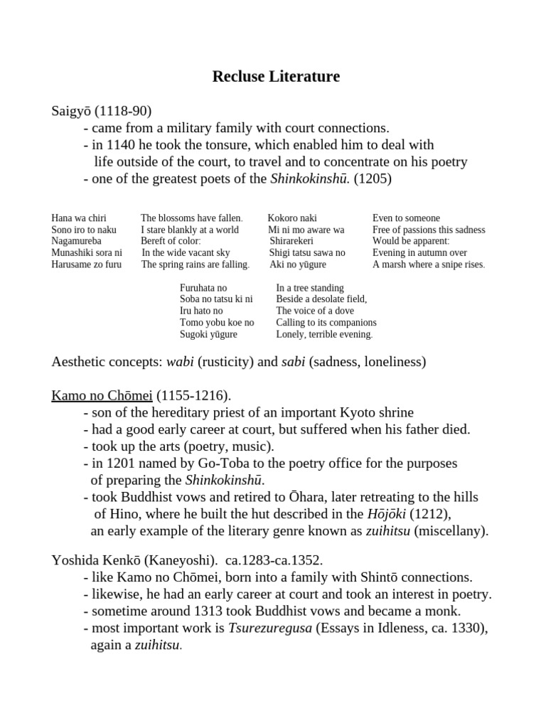 Recluse Literature | PDF | Classics | General Fiction