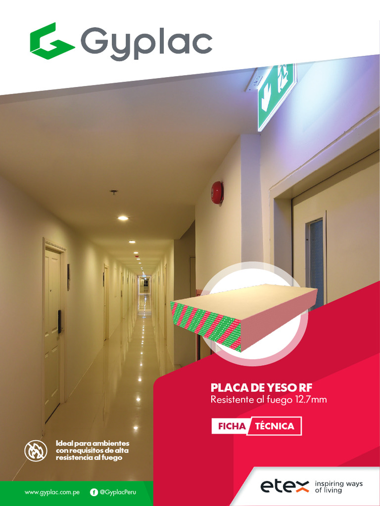 Placa de Yeso RF 12.7mm Resistente al Fuego | PDF | Yeso | Papel