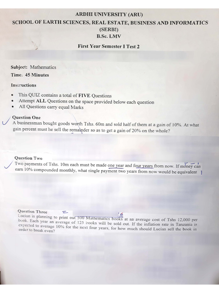 Basic Math Past Papers | PDF