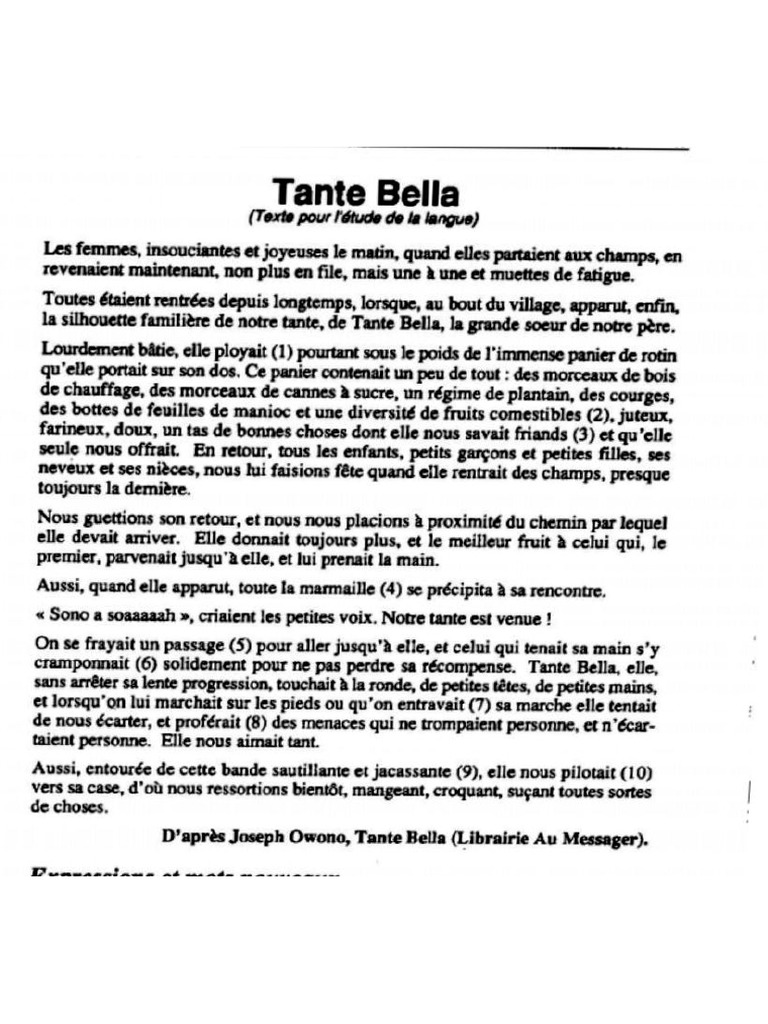 Texte Tante Bella | PDF