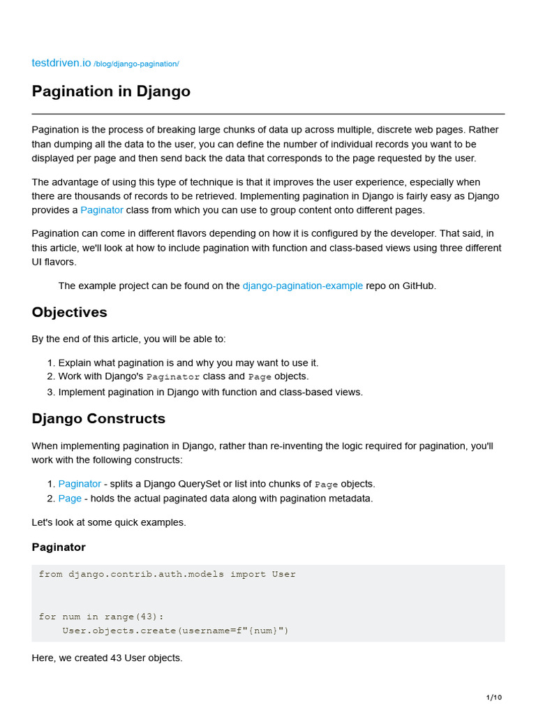 Django Pagination Guide | PDF | Parameter (Computer Programming ...
