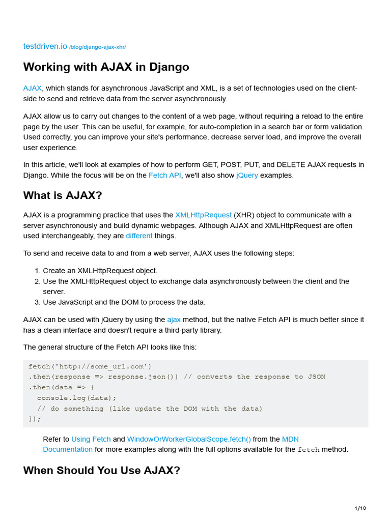 Django AJAX Requests Guide | PDF | Ajax (Programming) | Software