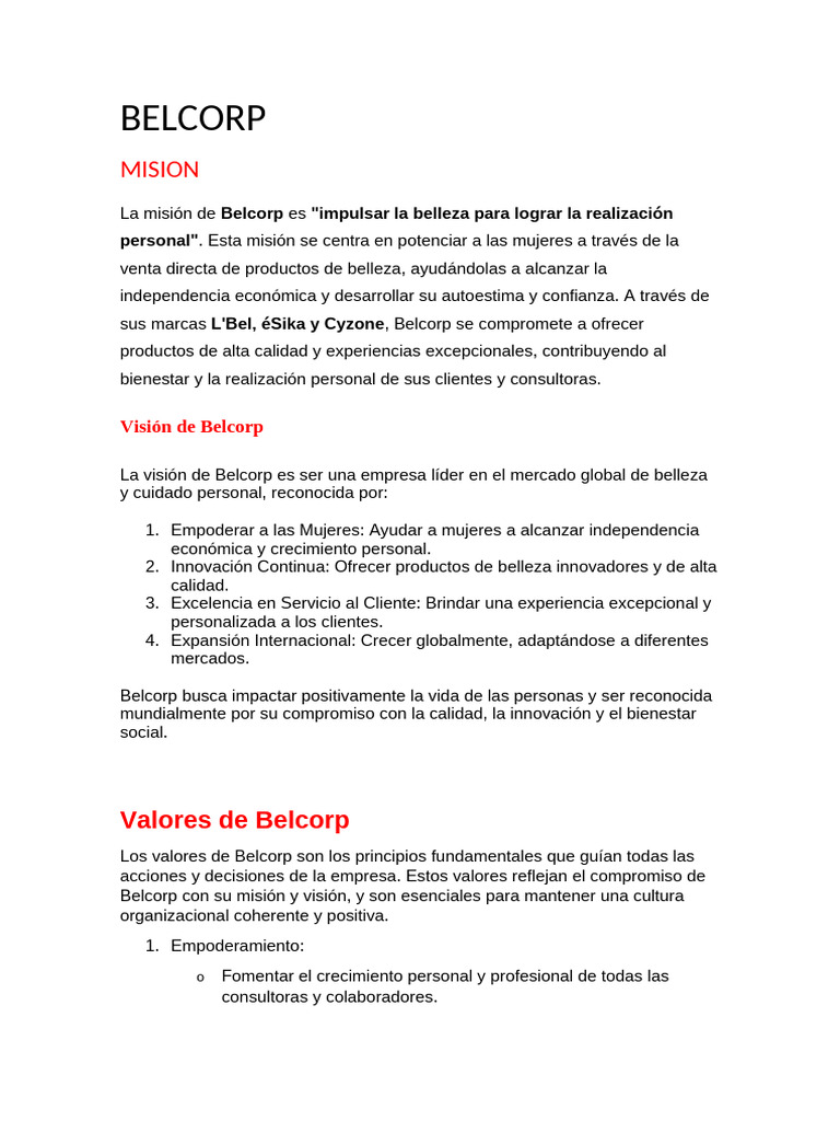 Para RR - HH Belcorp | PDF | Calidad (comercial) | Empoderamiento