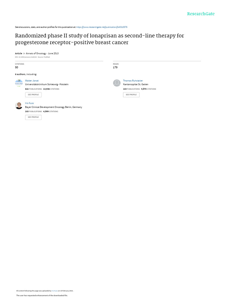 Ann - Oncol 2013 Jonat 2543 81 | PDF | Clinical Medicine | Medical Specialties