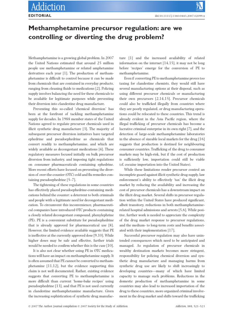 Addiction - 2008 - MCKETIN - Methamphetamine Precursor Regulation Are ...