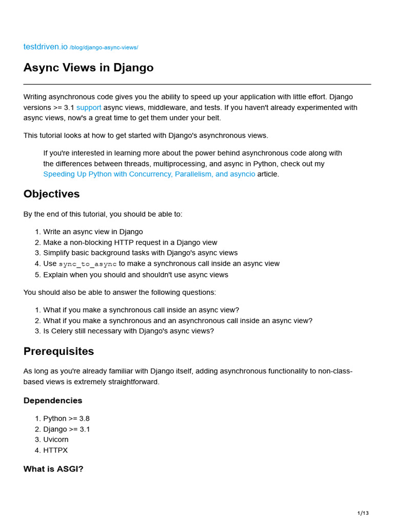 Async Views in Django | PDF | Smoking (Cooking) | Web Server