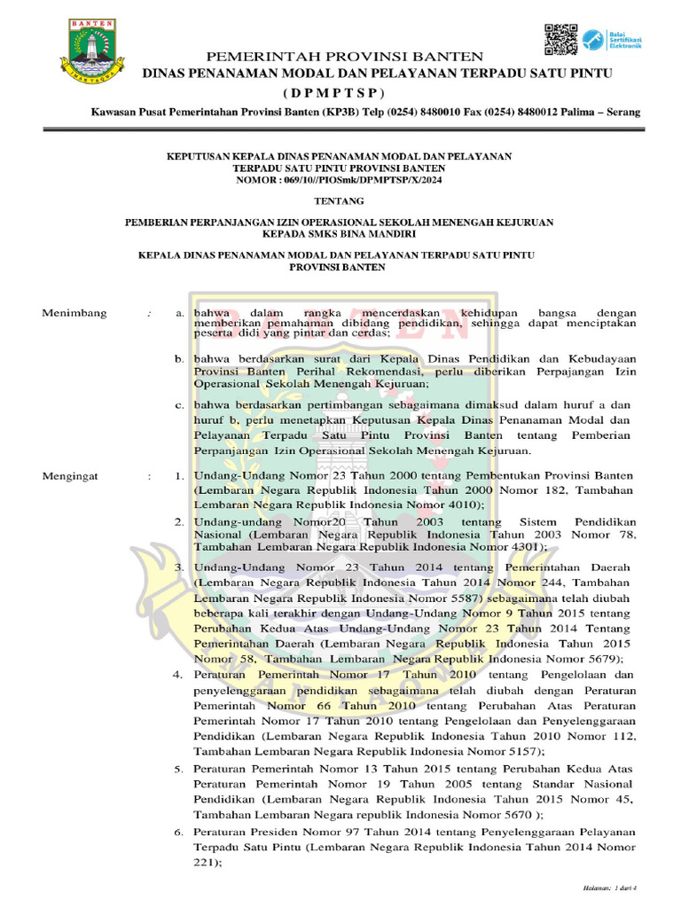 SK SMKS Bina Mandiri | PDF