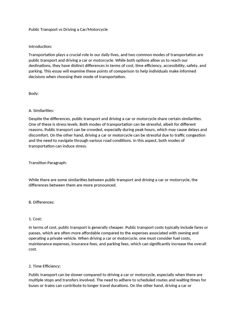 Public Transport Vs Driving A Car | PDF | Public Transport | Transport