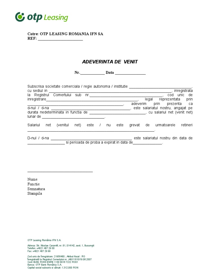 Adeverinta Salariu | PDF