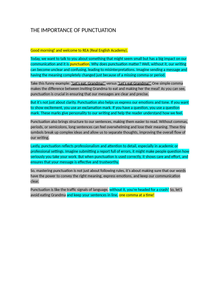 The Importance of Punctuation | PDF | Career & Growth