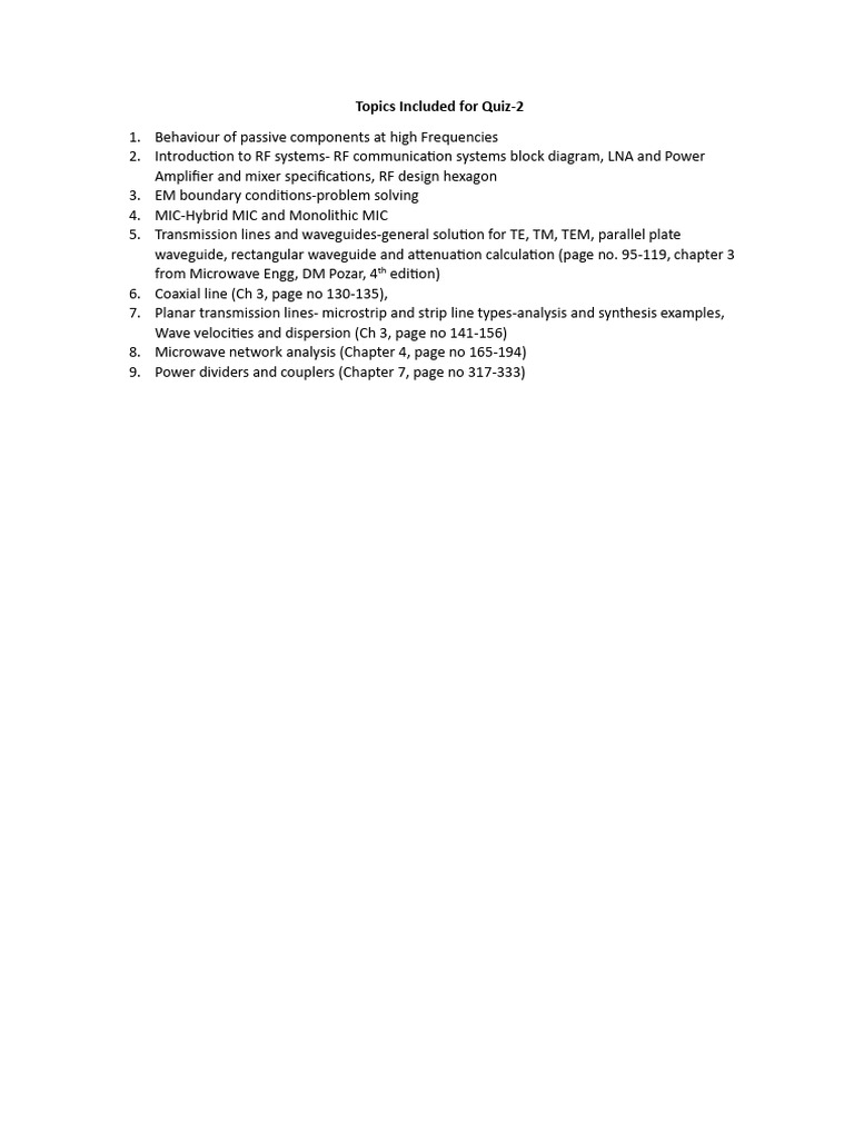 Quiz-2 Topics Outline | PDF