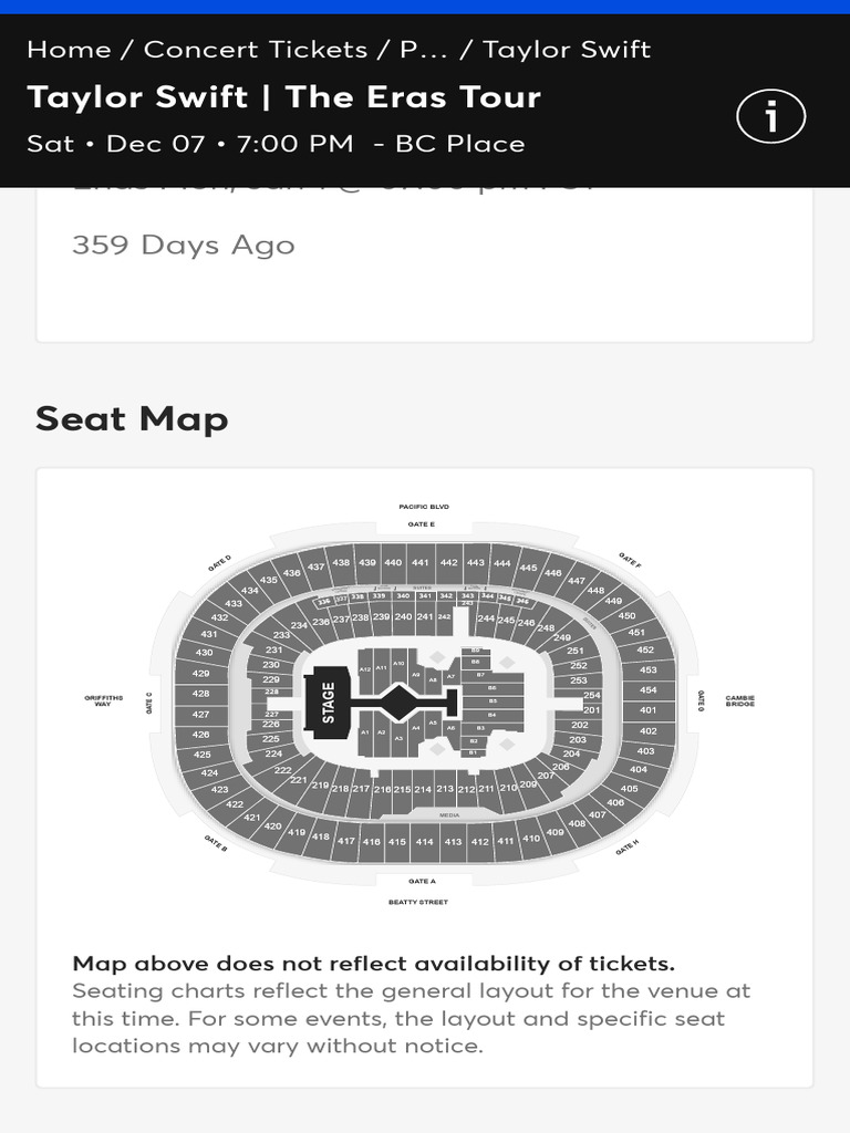 Taylor Swift The Eras Tour Tickets Dec 07, 2024 Vancouver, BC ...