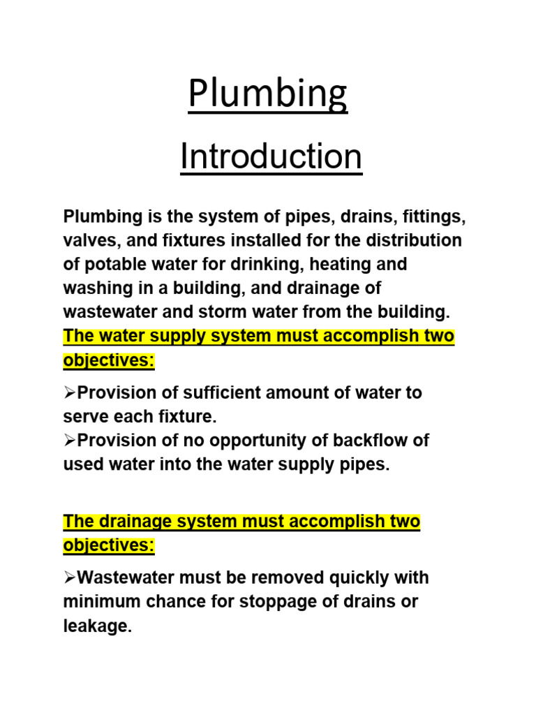 Essential Plumbing System Overview | PDF