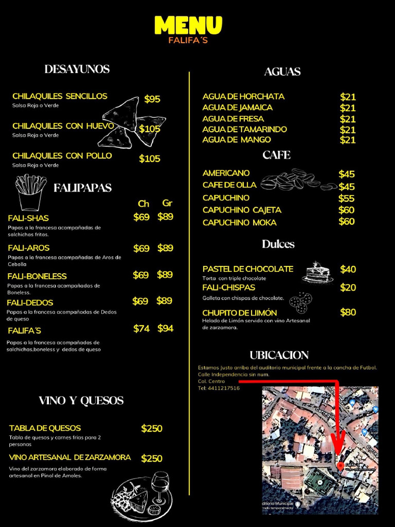 Menú FALIFA'S | PDF | Preparación de comida y bebida | Cocina de las ...