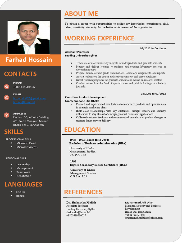 Farhad CV BBA | PDF