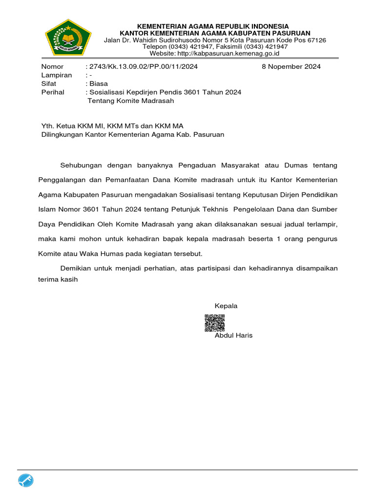 Sosialisasi Kepdirjen Pendis Tentang Komite | PDF