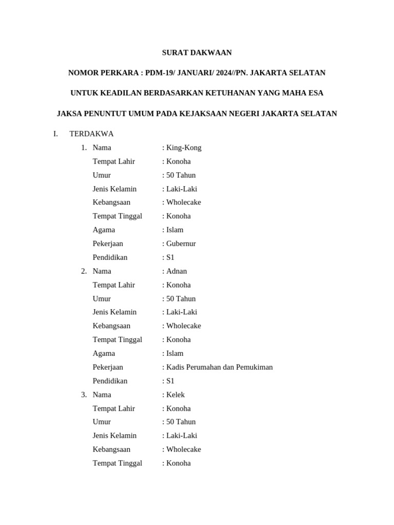 Surat Dakwaan Sigit Mulyadi | PDF