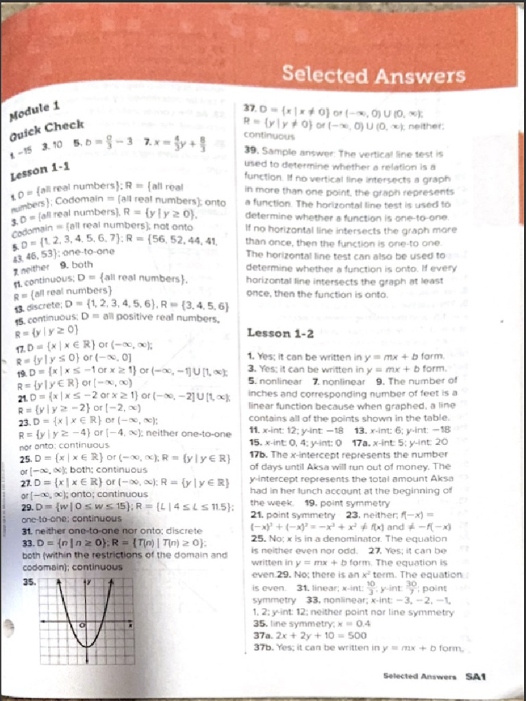 Answer Key Algebra 2 (Odd Numbers Only) | PDF