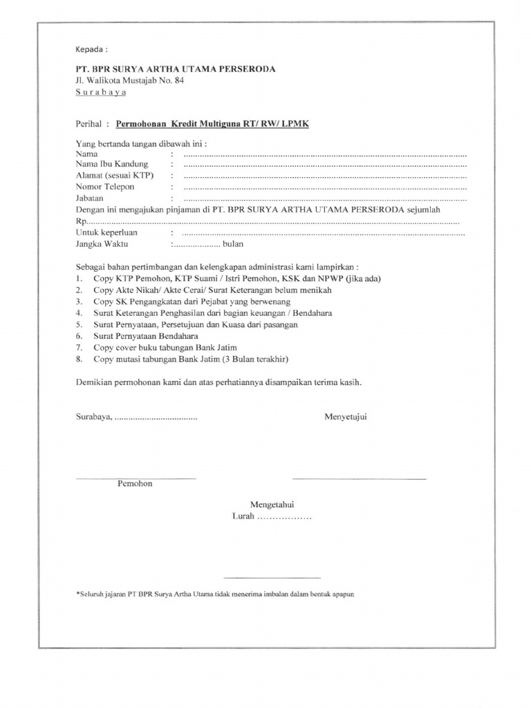 fORM pENGAJUAN | PDF