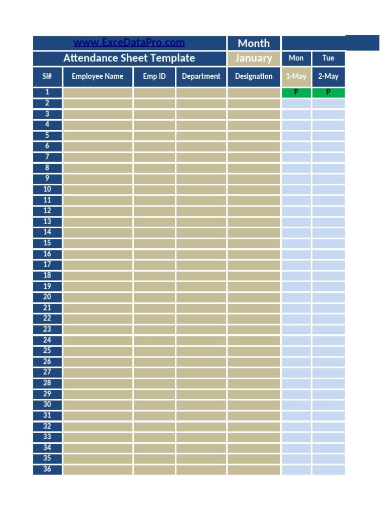 Employee Attendance Sheet | PDF