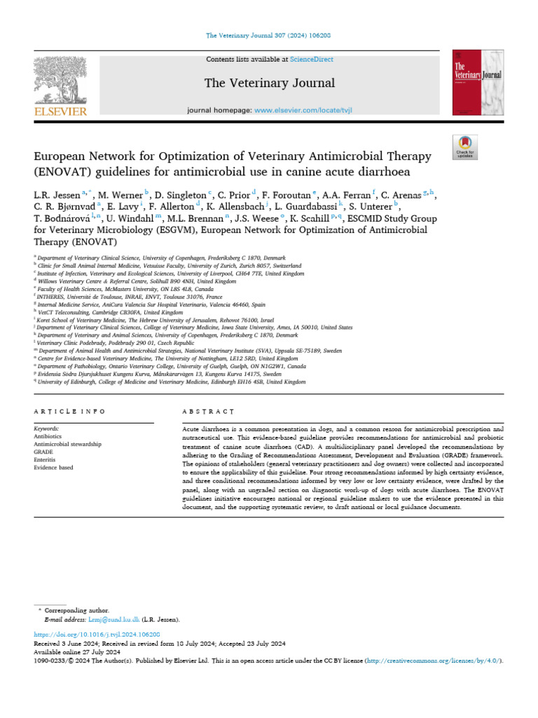 ENOVAT Guidelines for Canine Diarrhoea | PDF | Diarrhea | Antimicrobial ...
