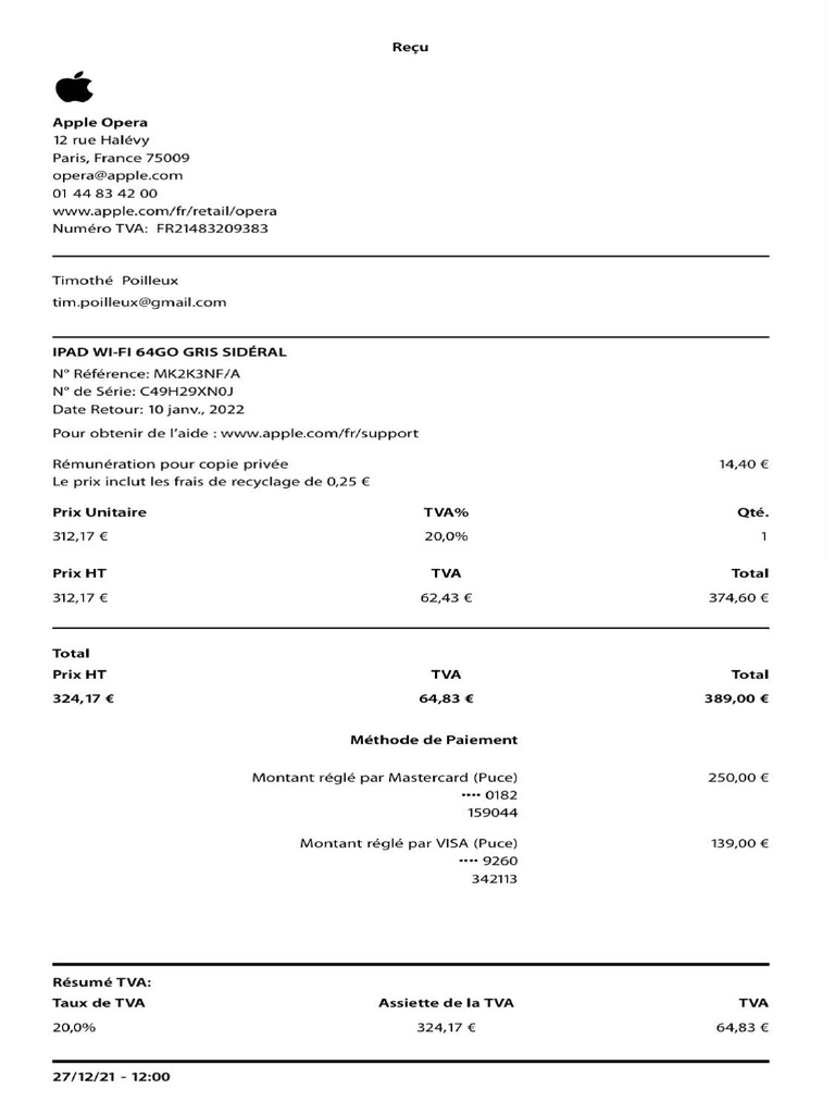Apple Facture 2 | PDF