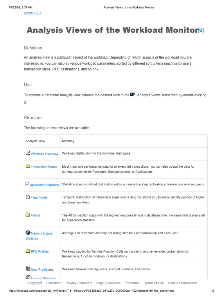 Analysis Views of The Workload Monitor | PDF | Database Transaction ...