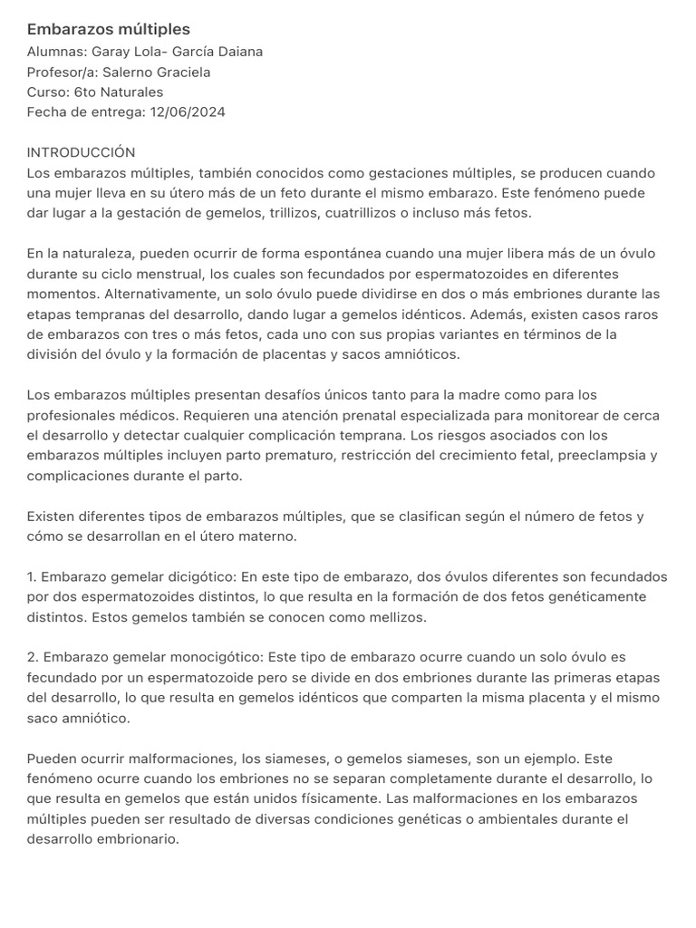Embarazos Múltiples | PDF | El embarazo | Feto