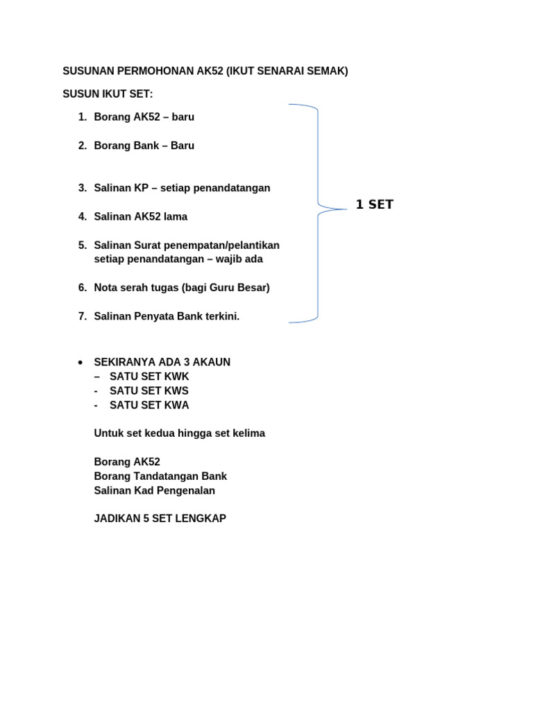 Susunan Permohonan Ak52-1 | PDF