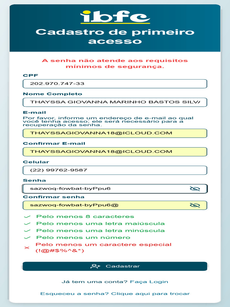 IBFC Área Do Candidato | PDF