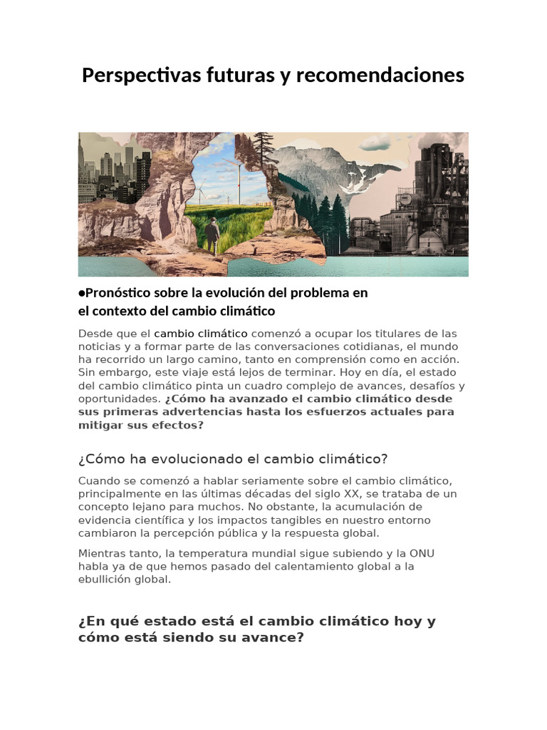 Perspectivas Futuras y Recomendaciones | PDF | Cambio climático ...