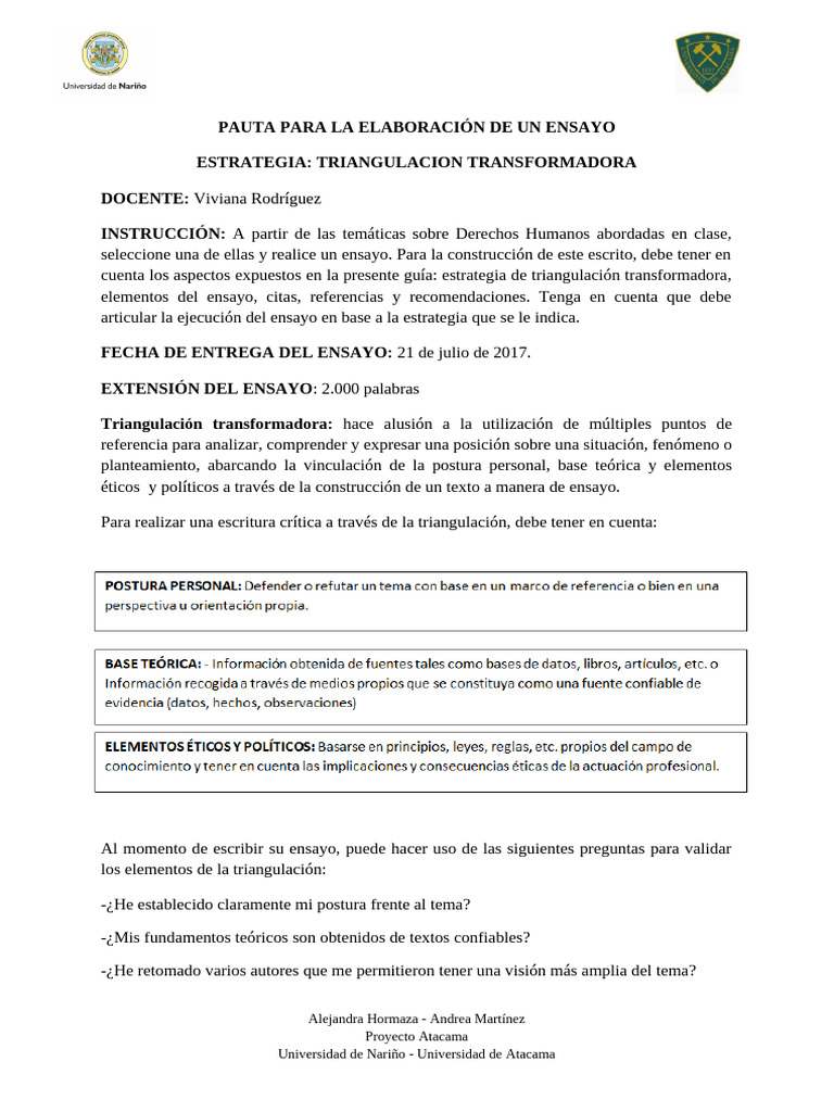 Pauta para Elaborar un Ensayo | PDF | Ensayos | Pensamiento