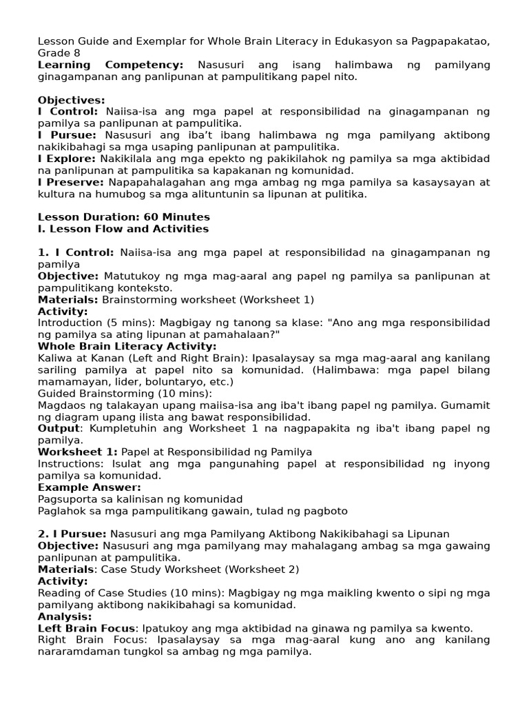 Updated Lesson Guide Plans | PDF