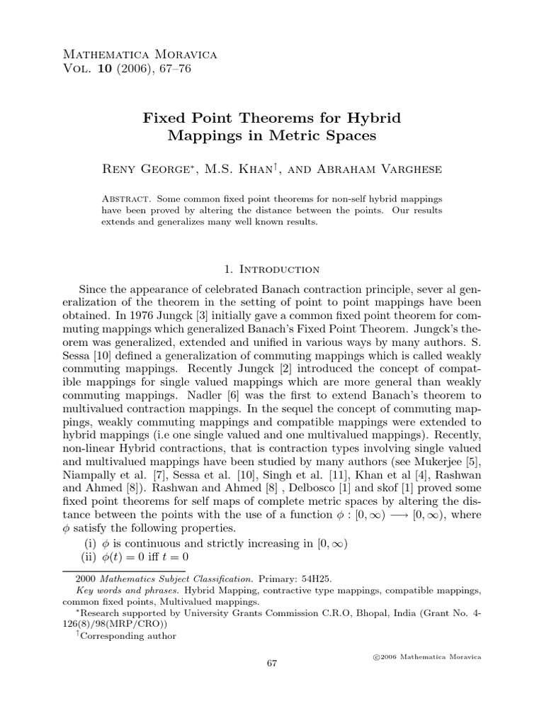 Fixed Point Theorems For Hybrid Mappings Pdf Banach Space Sequence