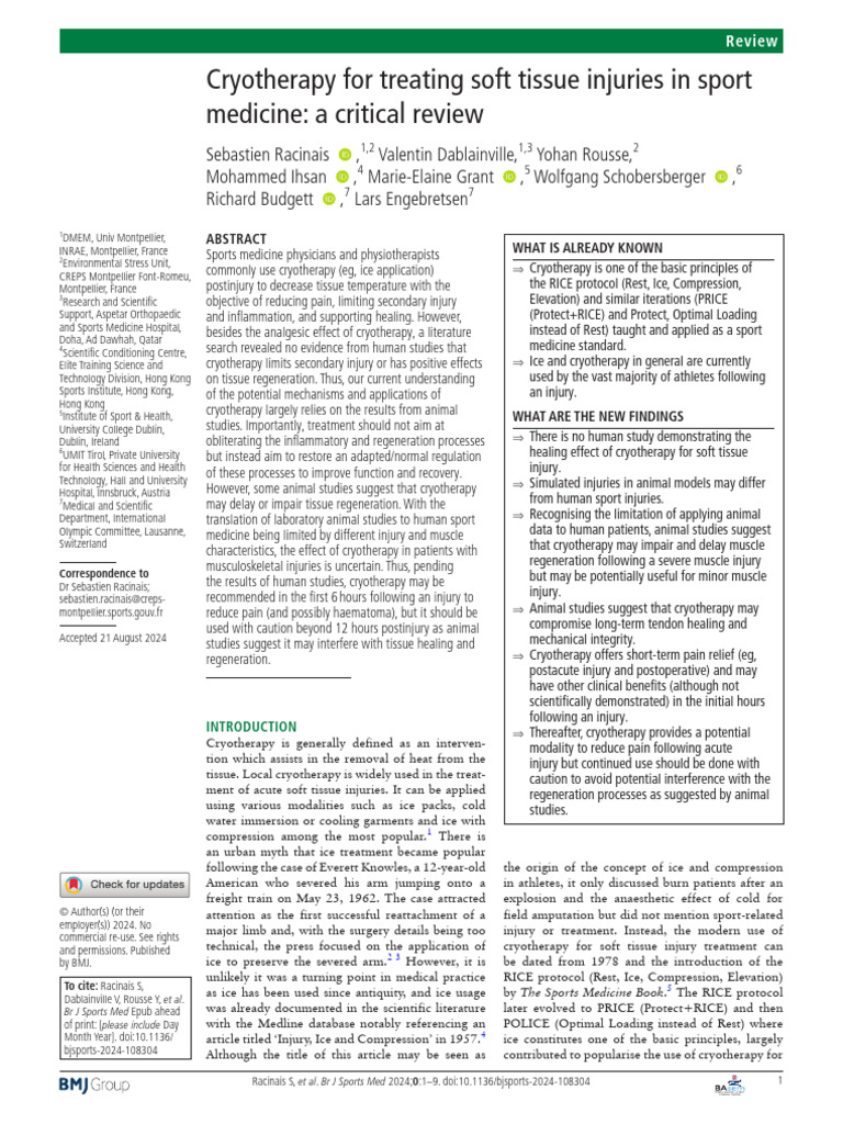 Cryotherapy For Treating Soft Tissue Injuries | PDF | Macrophage ...