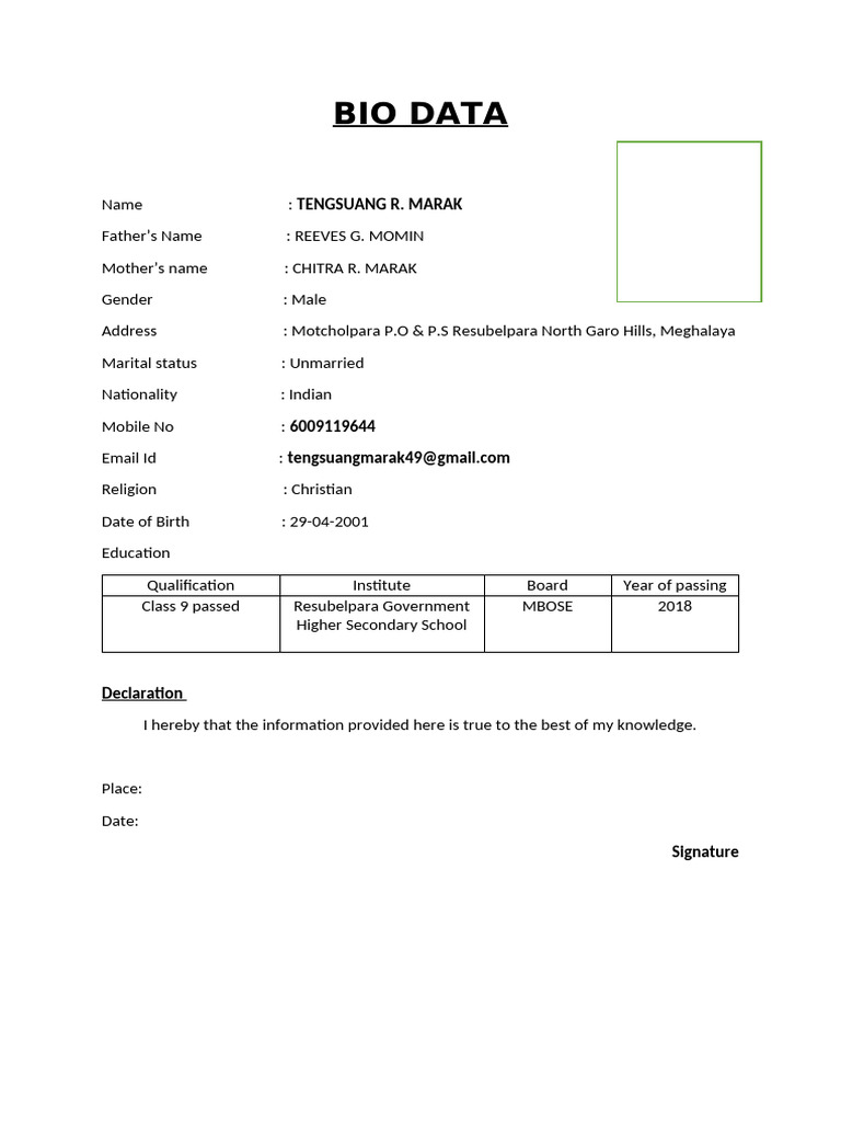Bio Data 8888 | PDF