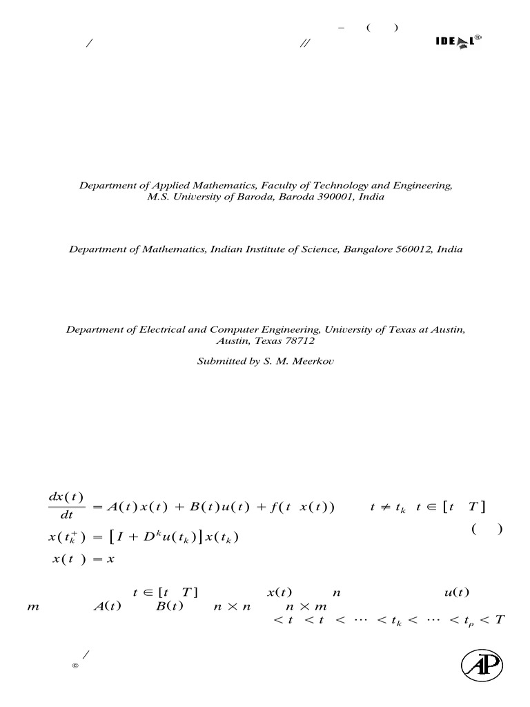 Note A Note On Controllability of Impulsive Systems | PDF | Nonlinear ...