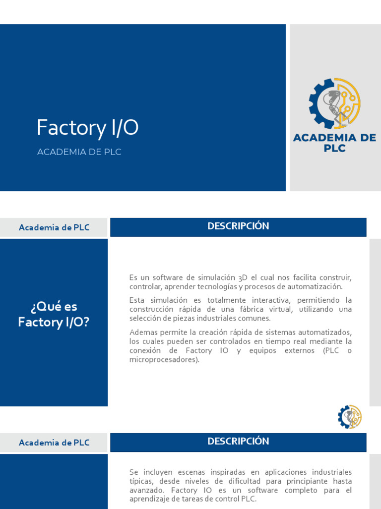 qhvEI7NETuuobXsJIIaB C Mo Usar El Simulador Factory IO Nivel B Sico | PDF | Controlador lógico ...