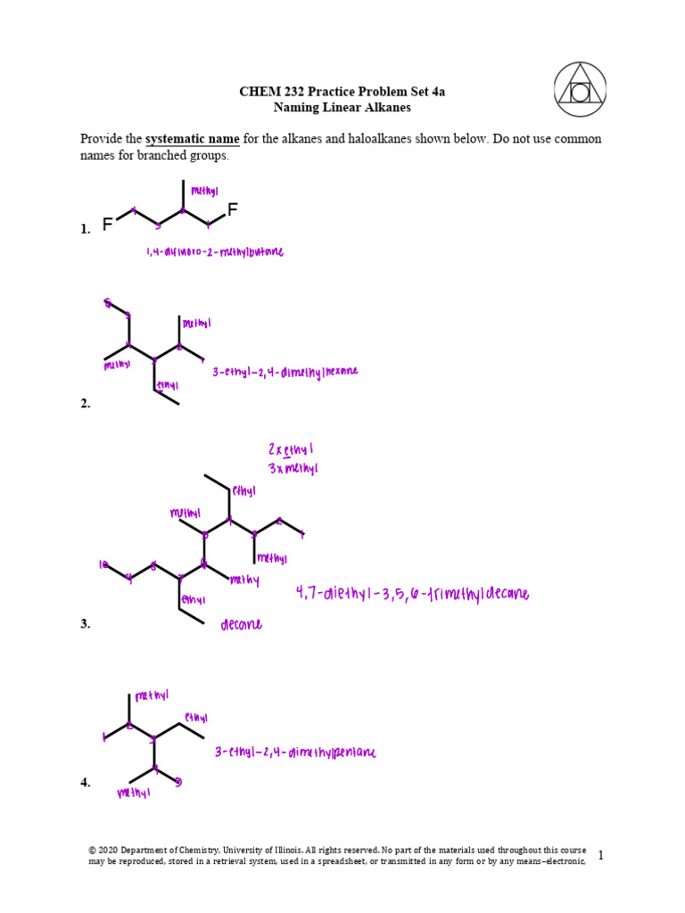 PPP 4a - Naming Linear Alkanes | PDF | Methyl Group | Chemical Substances