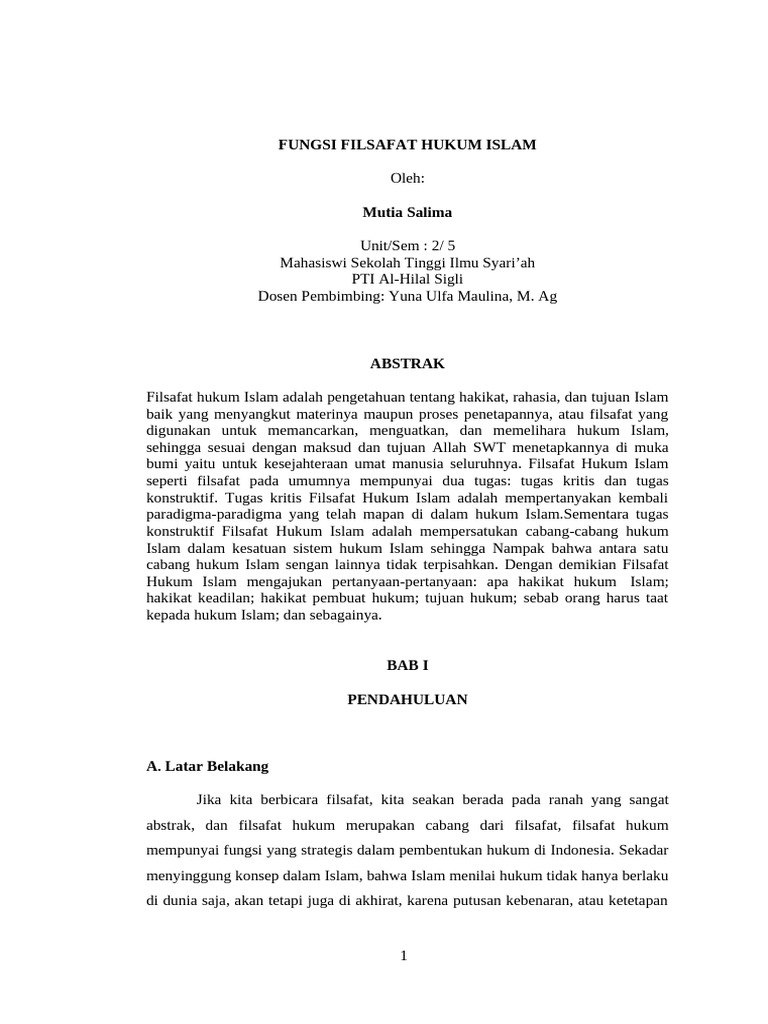 Filsafat Hukum Islam: Fungsi & Tujuan | PDF | Filsafat